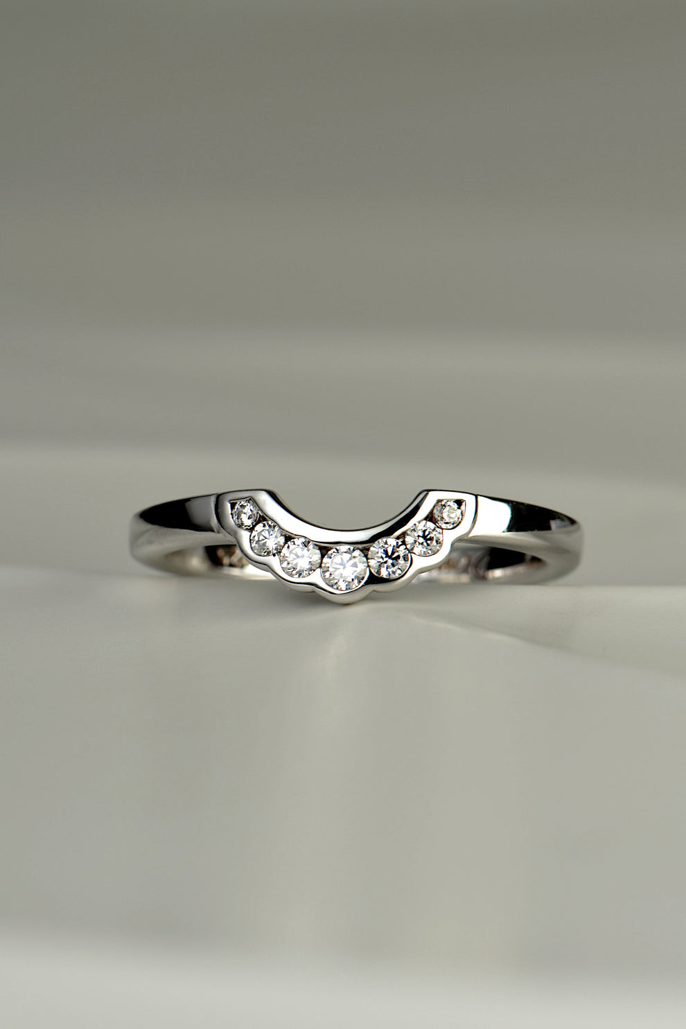 Diamond Set U Shaped Wedding Ring