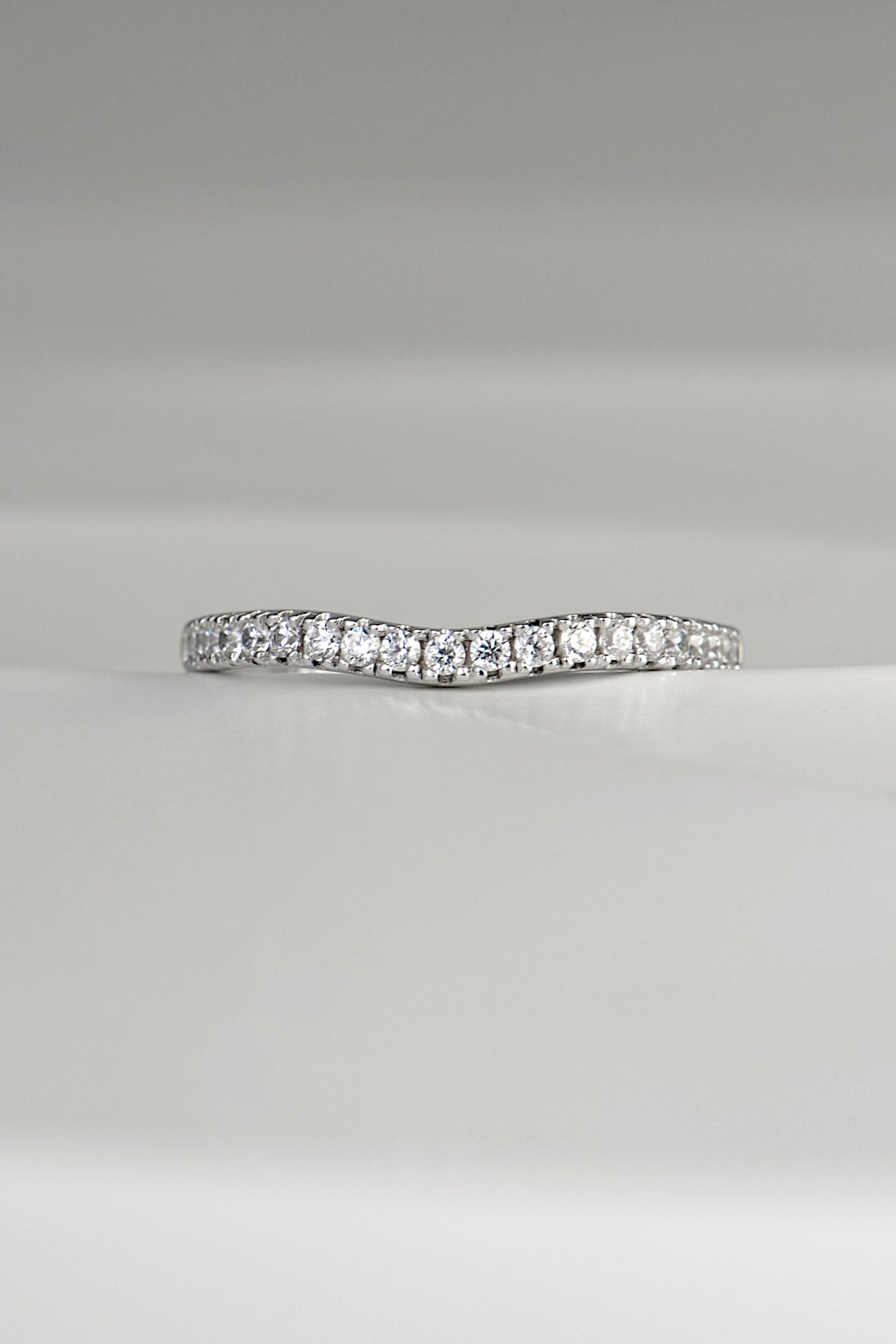 Curved Diamond Wedding Ring in Platinum