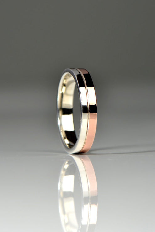 Modern Silver & Rose Gold Wedding Ring